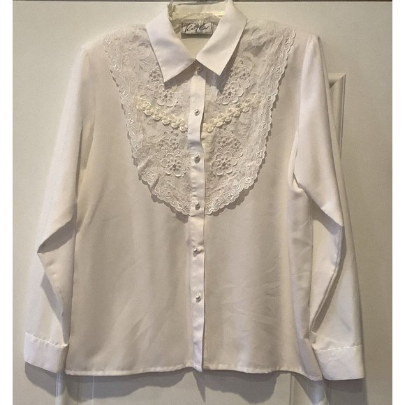 Kathy Che | Tops | Vintage Kathy Che Blouse Size White Floral ...